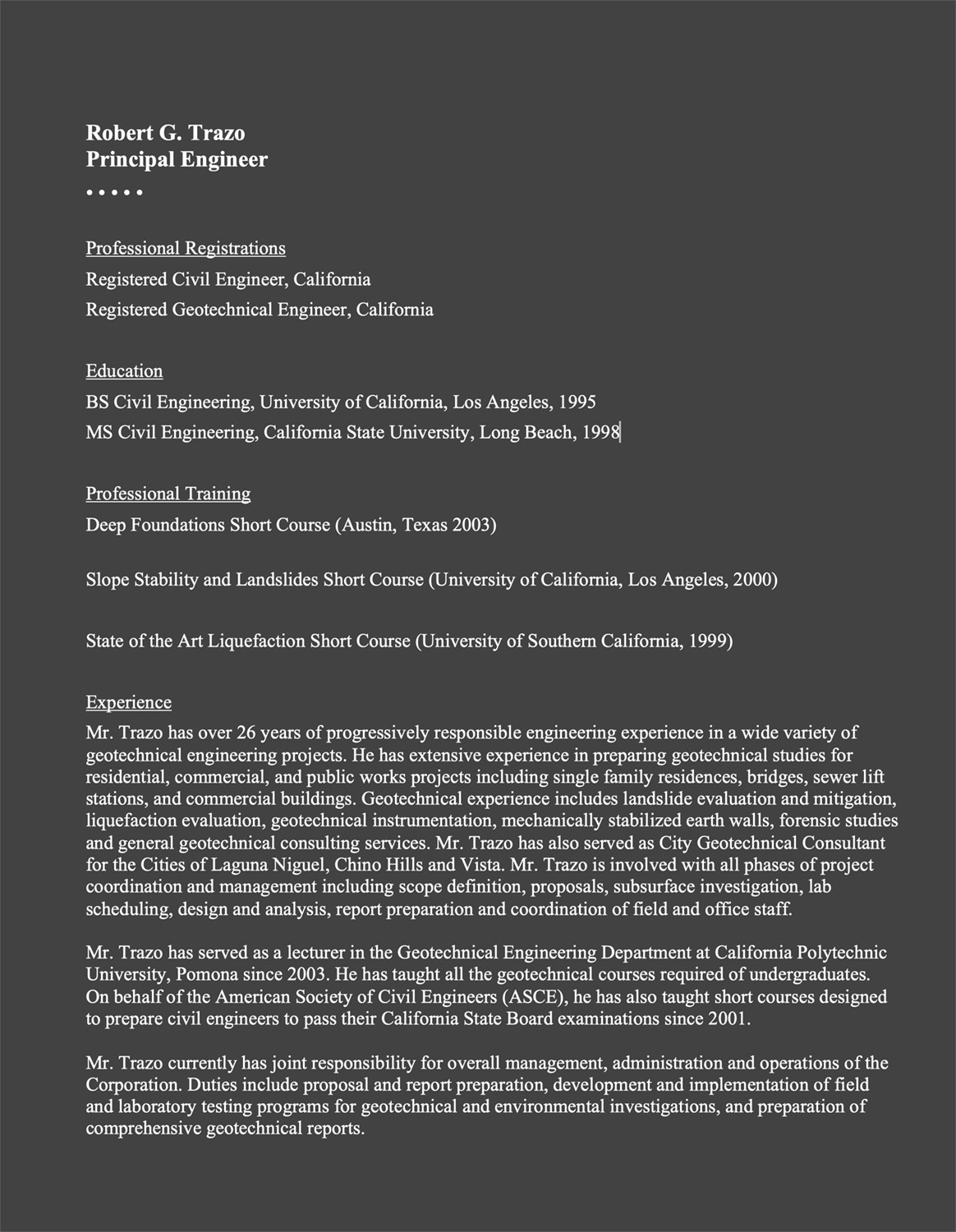 Key Personnel – Southern California Geotechnical, Inc.